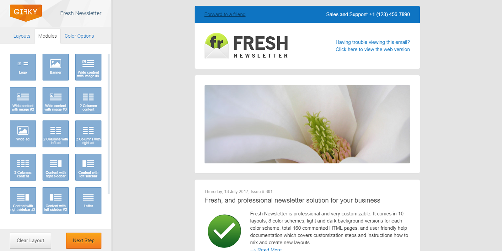 Fresh Newsletter - Hybrid Email Template + Access to Gifky Layout Builder